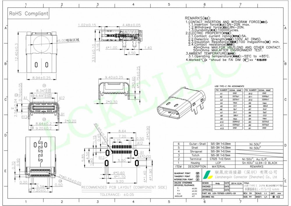LCK-TCF920L124YL-G1 technical drawing page 2
