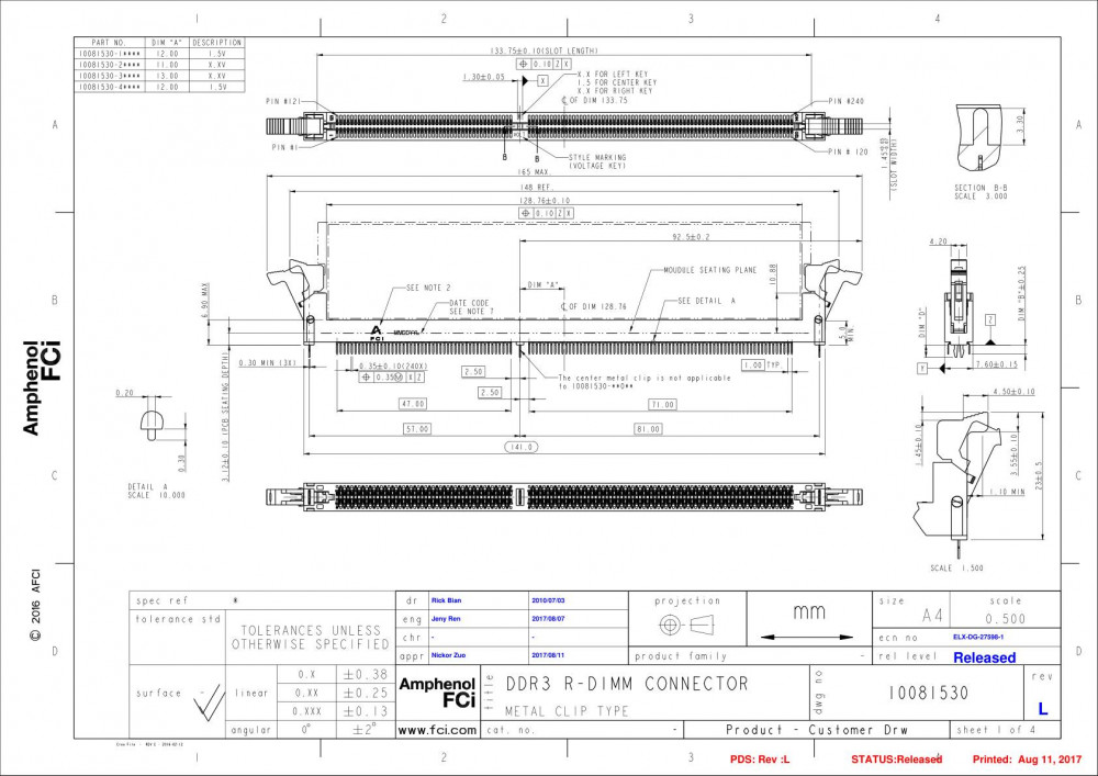 Amphenol 10081530 drawing page 1