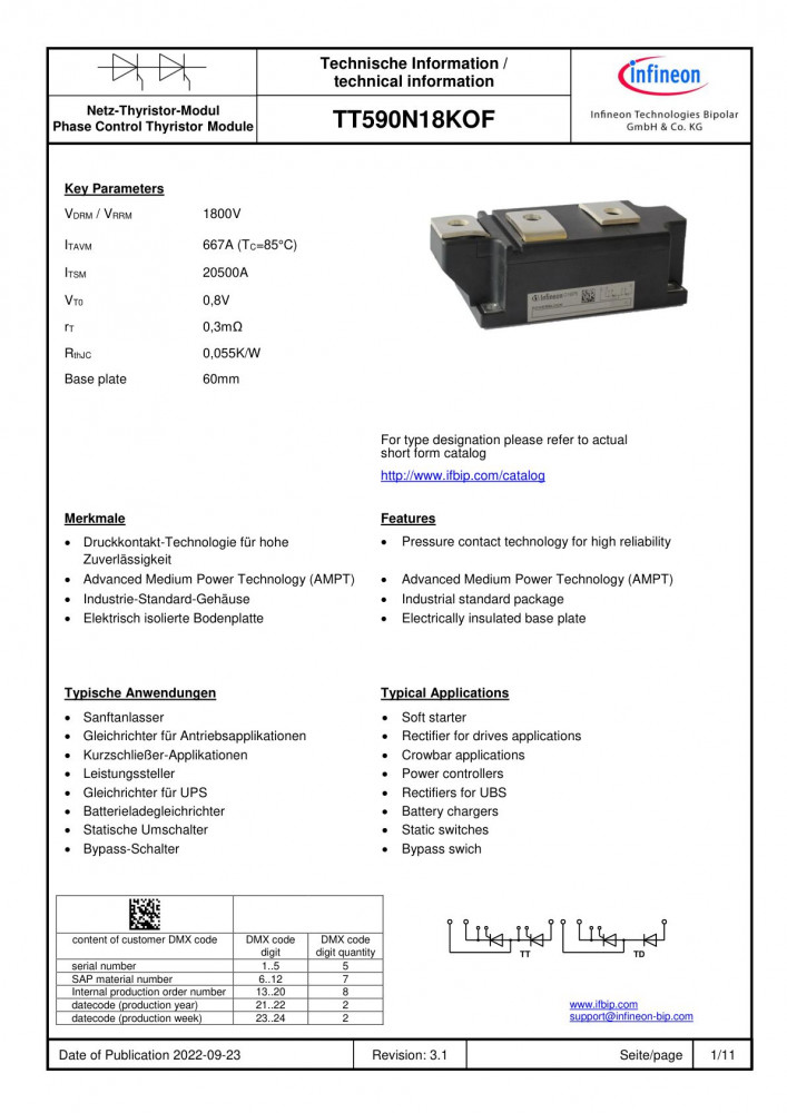TD590N18KOF technical document page 1
