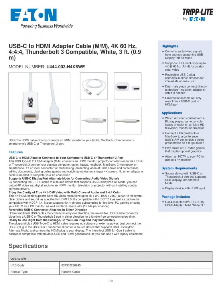U444-003-H4K6WE technical document page 1