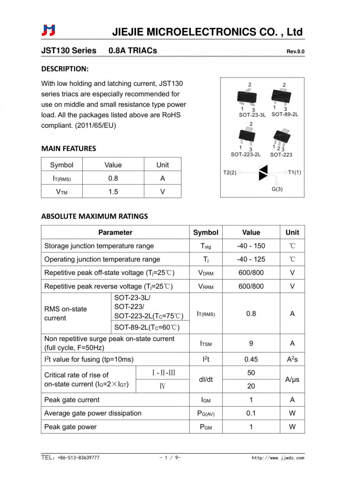 JST130 series datasheet page 1