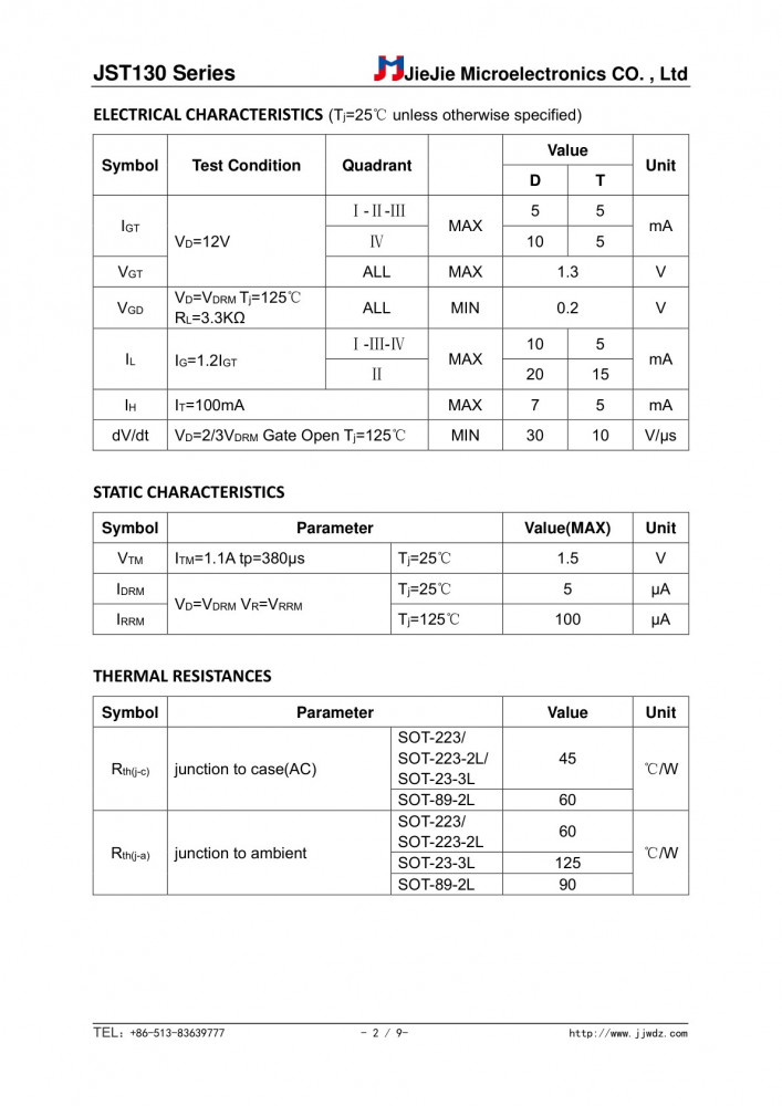 JST130 series datasheet page 2