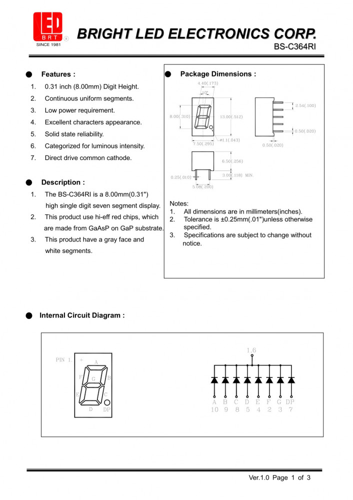 BS-C364RI technical document page 1