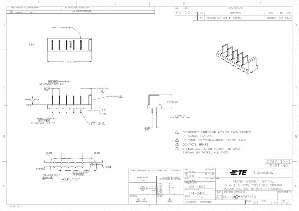TE Connectivity 5787430-1 technical drawing page