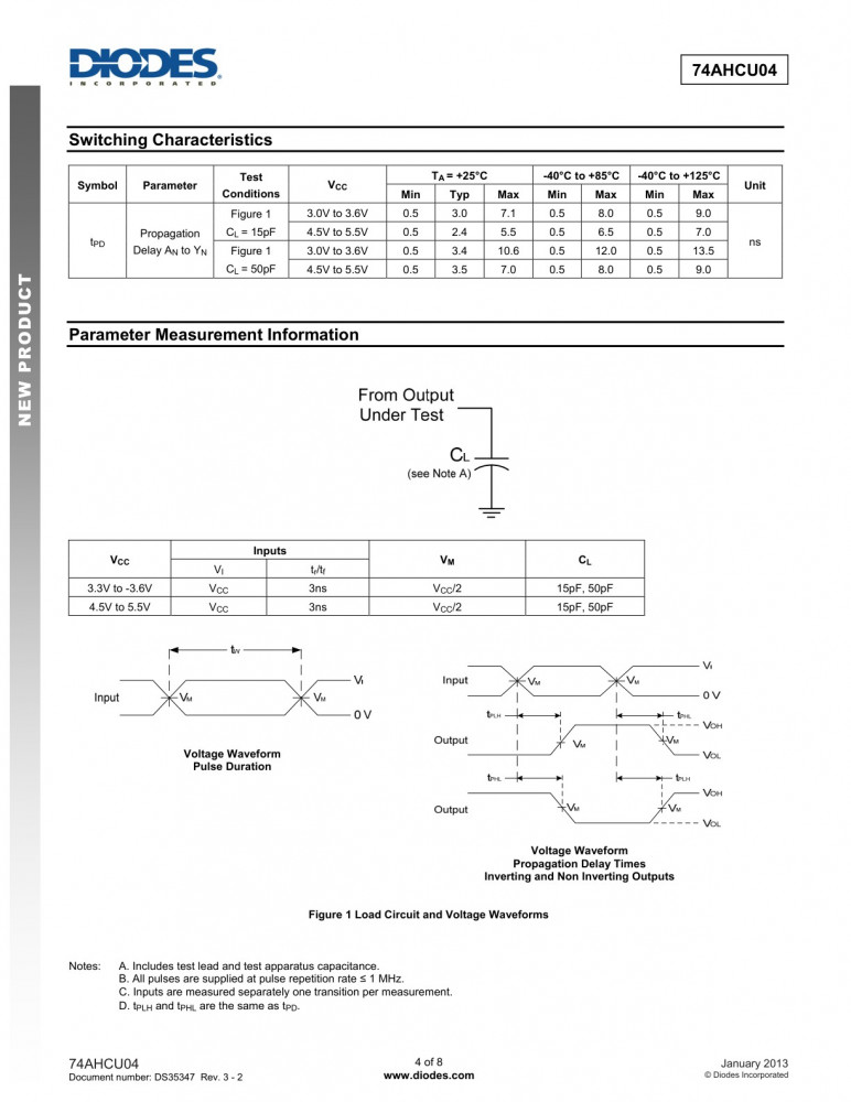 74AHCU04T14-13 datasheet page 4