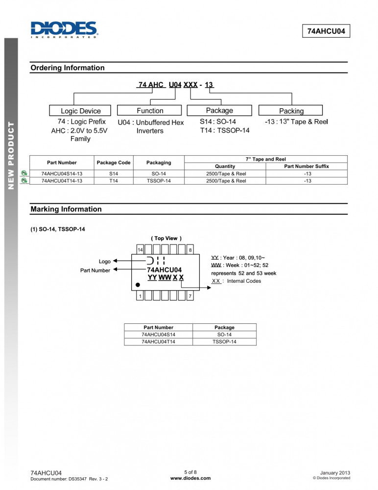 74AHCU04T14-13 datasheet page 5