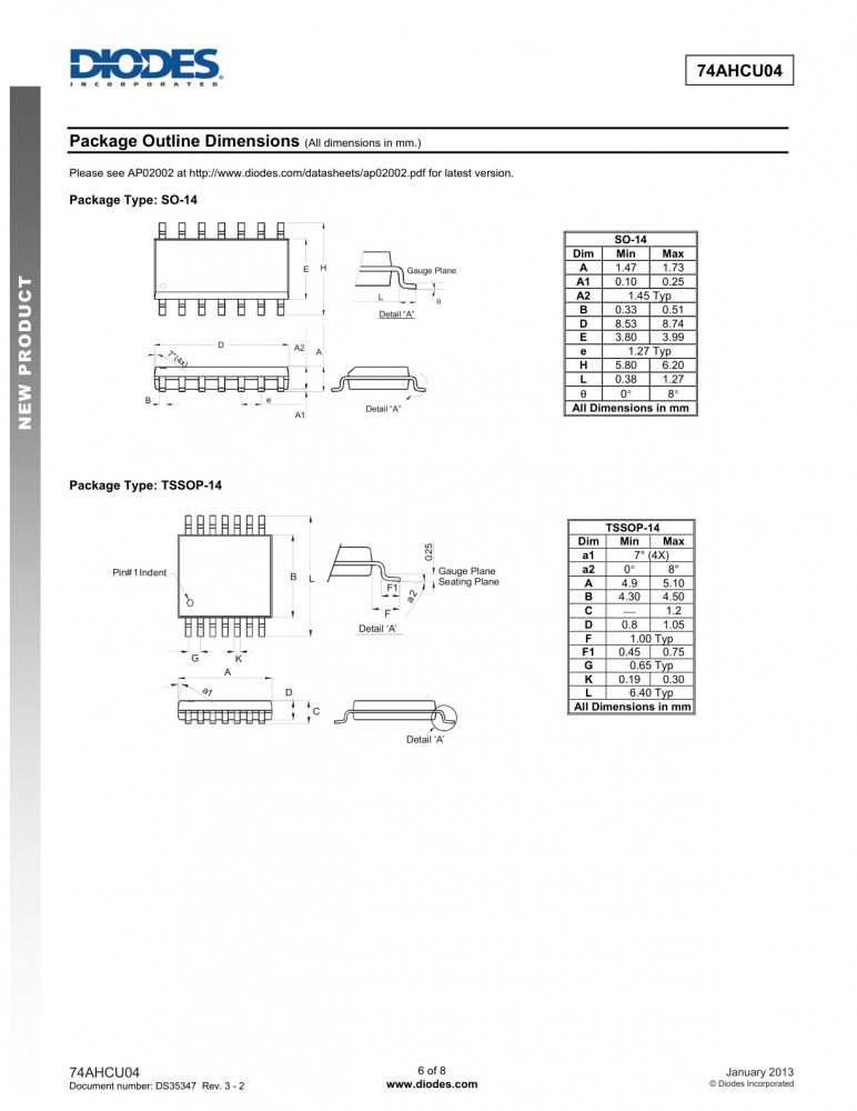 74AHCU04T14-13 datasheet page 6