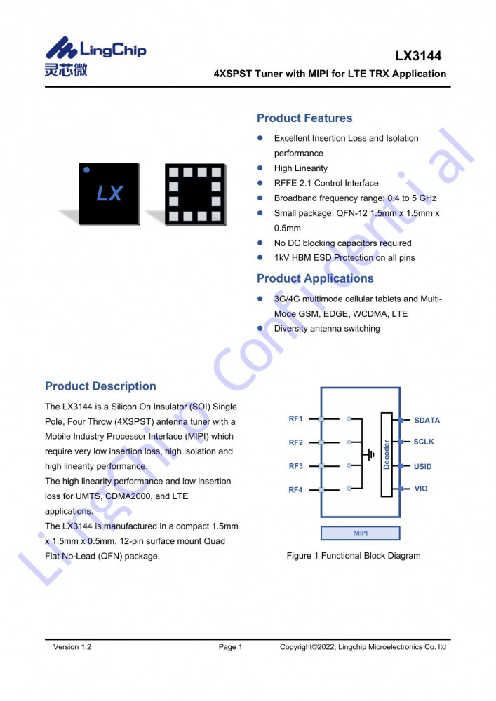 LX3144 datasheet page 1