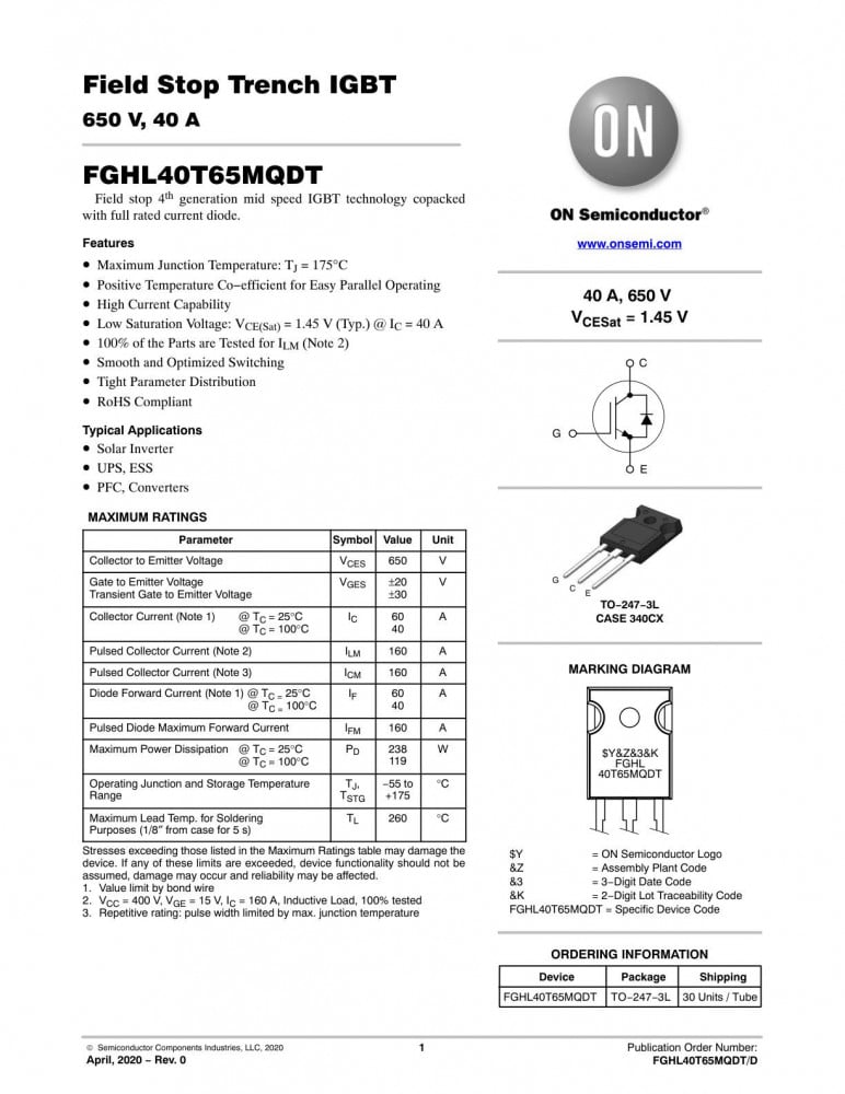 FGHL40T65MQDT datasheet page 1