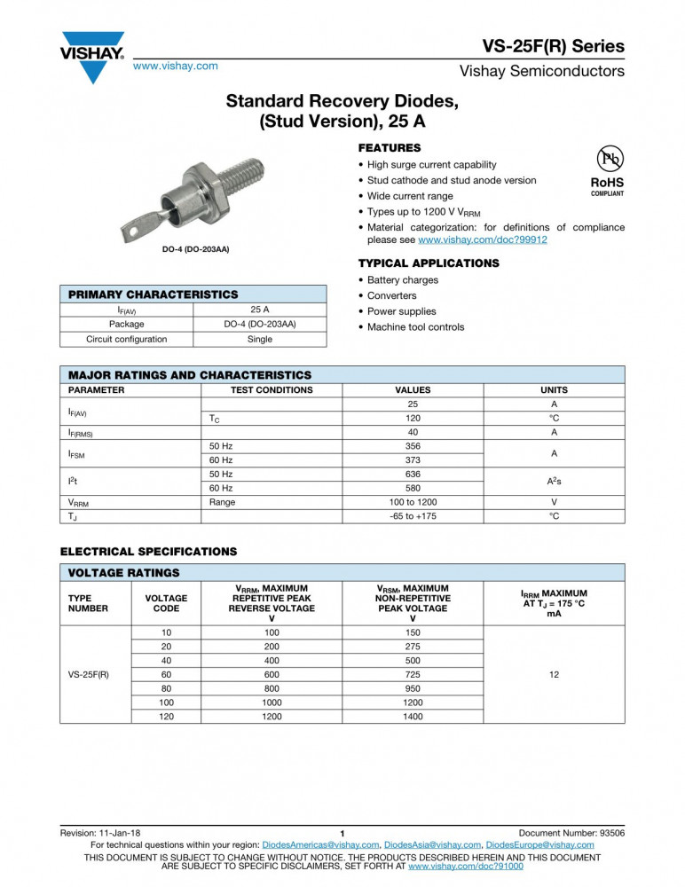 VS-25F datasheet page 1