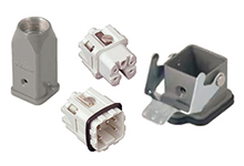Heavy-Duty Connector Kit, 4 Pole, Series S-A Female-Male Inserts, Pg11 Die-cast Aluminum Hood-Top Entry, Bulkhead Housing-Vertical, 1 Lever, Size 3A «21x21», Grey for sale