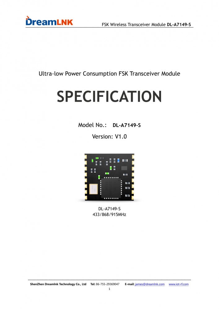 DL-A7149-S datasheet page 1