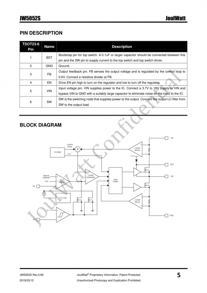JW5052S datasheet page 5