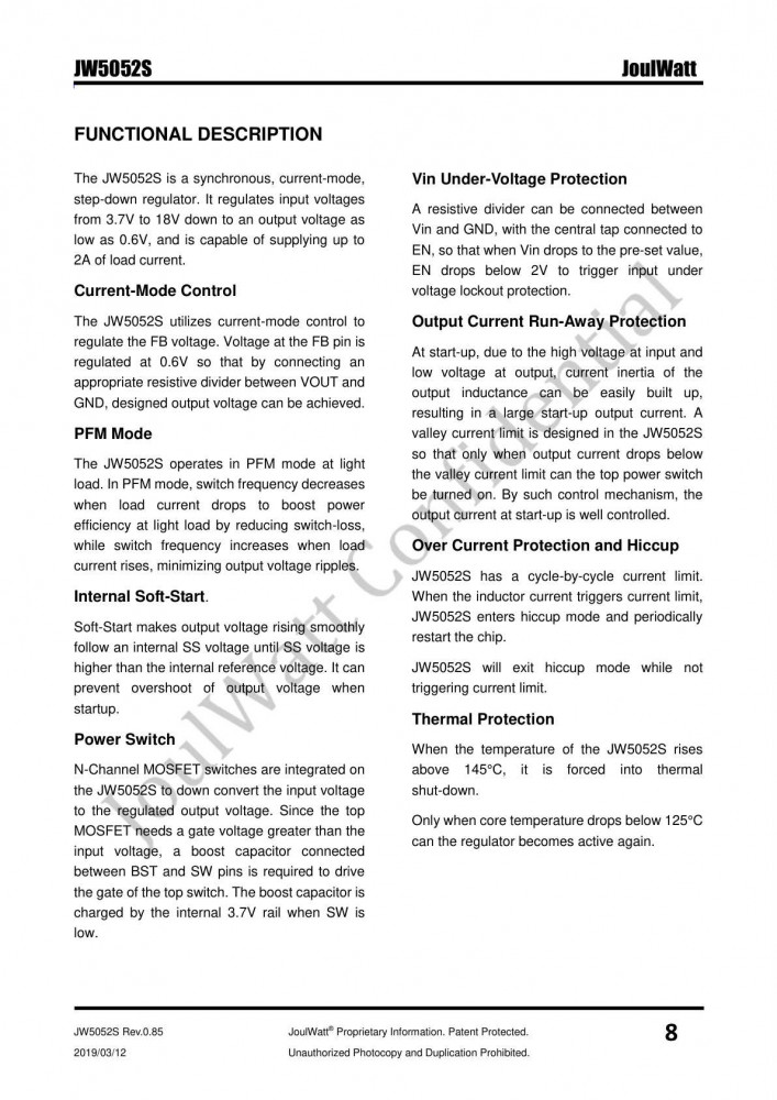 JW5052S datasheet page 8