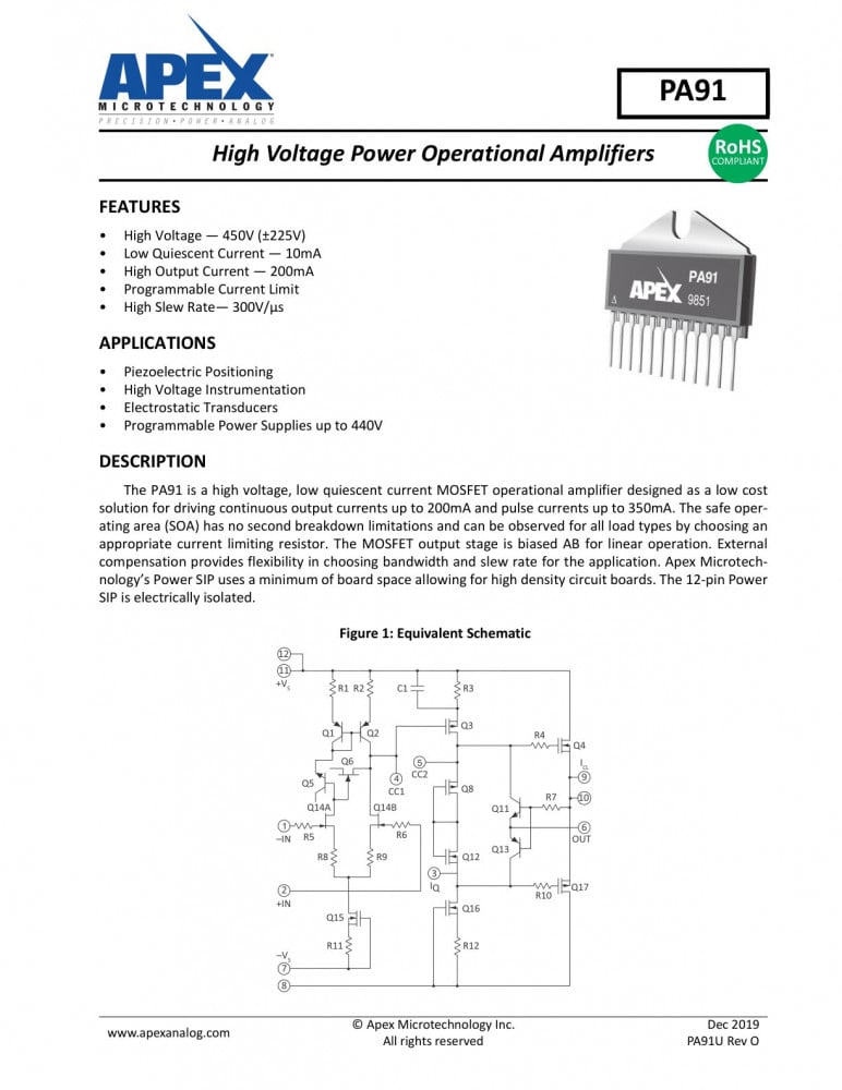 PA91EE datasheet page 1