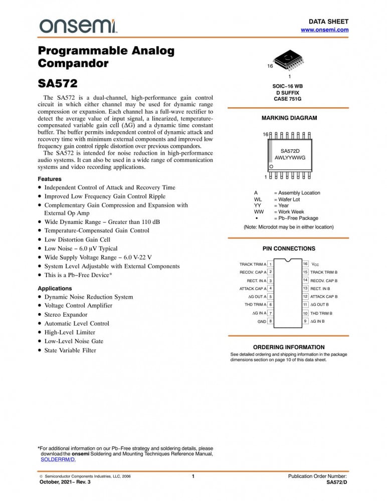 SA572 datasheet page 1