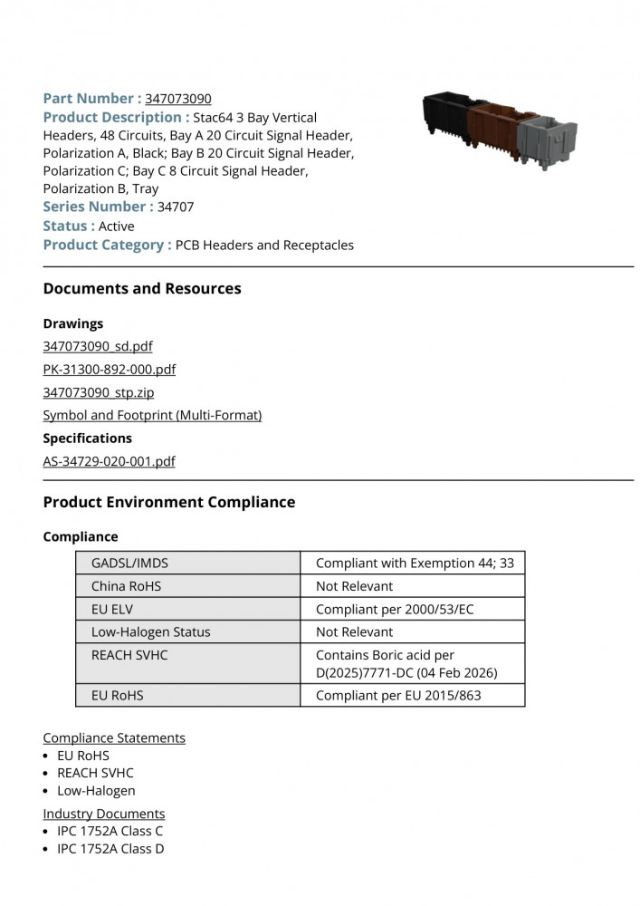 MOLEX 347073090 technical drawing preview 1