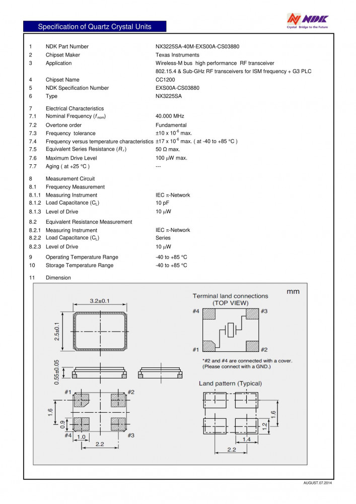NX3225SA technical document page