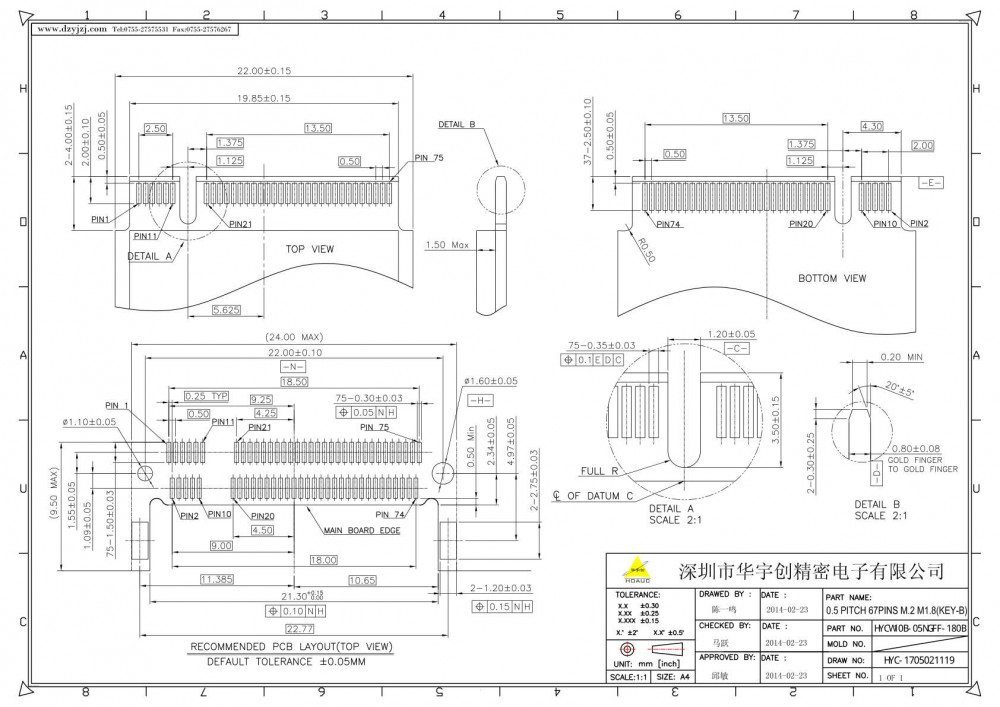 HOAUC HYCW10B-05NGFF-180B technical document page 3