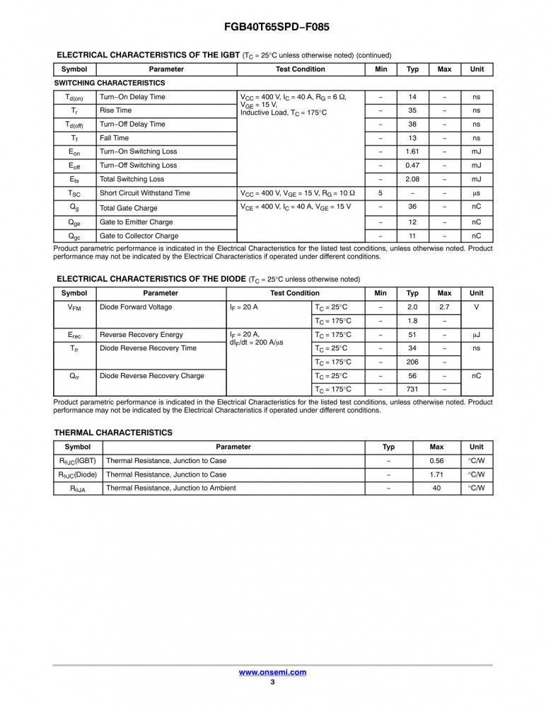 FGB40T65SPD-F085 datasheet page 3