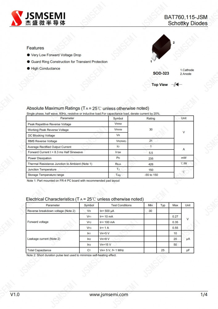 BAT760,115-JSM datasheet page 1