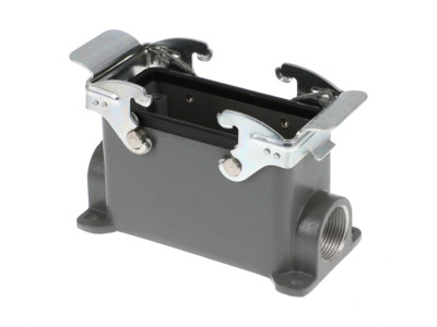 Heavy-Duty Standard (STD) Double Lever Surface Mount Housing, Die-cast Aluminum, with 2 Levers, with Gasket, Size 16B «77x27», M25x2 Thread, Grey for sale