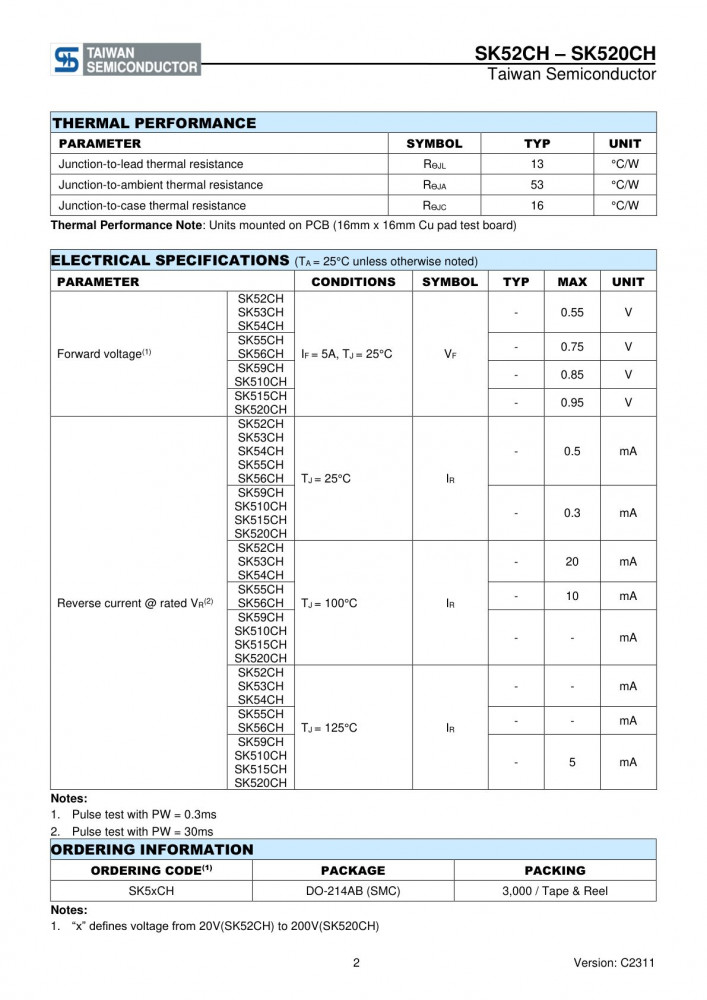 SK55CH technical document page 2