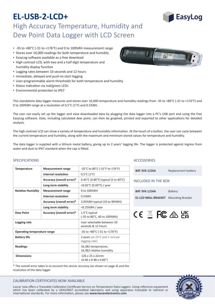 EL-USB-2-LCD+ technical document preview, page 1