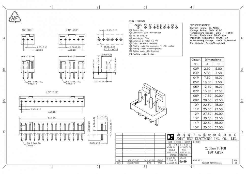A2500WV-03PN0WT1N00G technical drawing preview