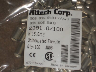 Altech 2397.0/100 Terminal Block Wire Ferrules
