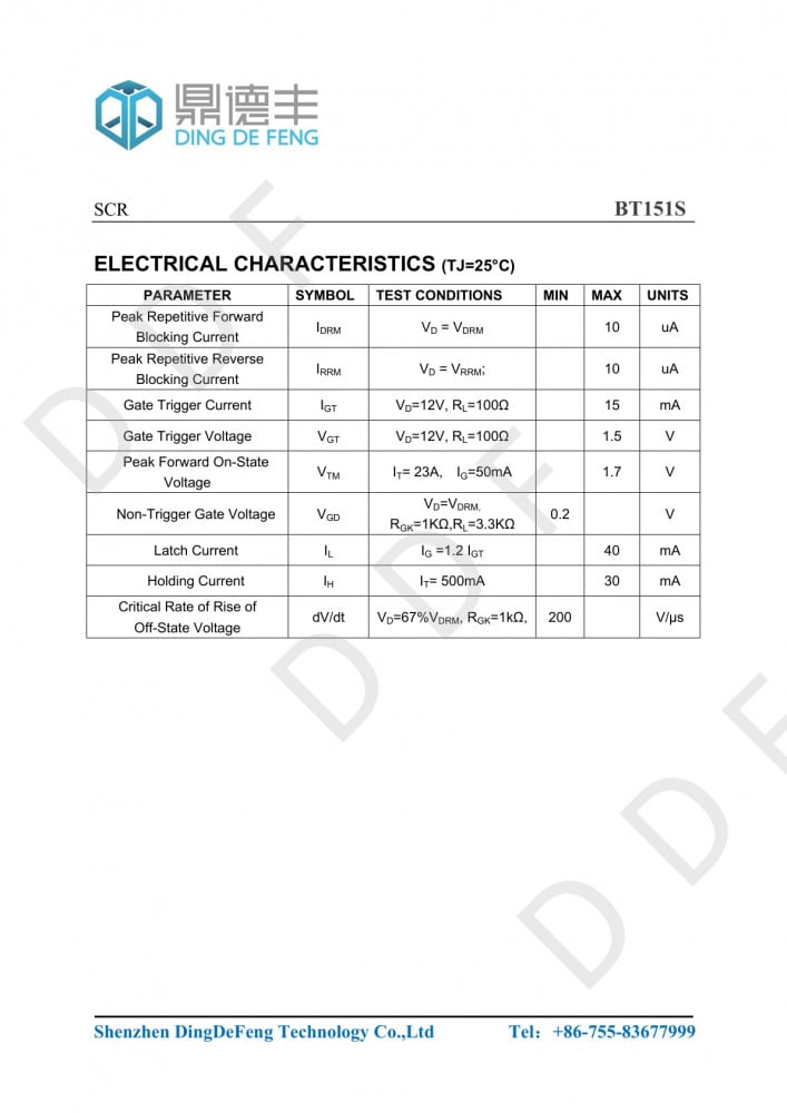 DDF BT151S-500 datasheet page 2