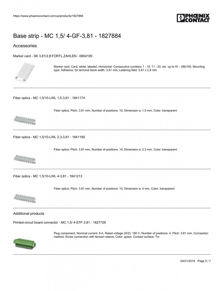 Phoenix Contact 1827884 technical document page 5