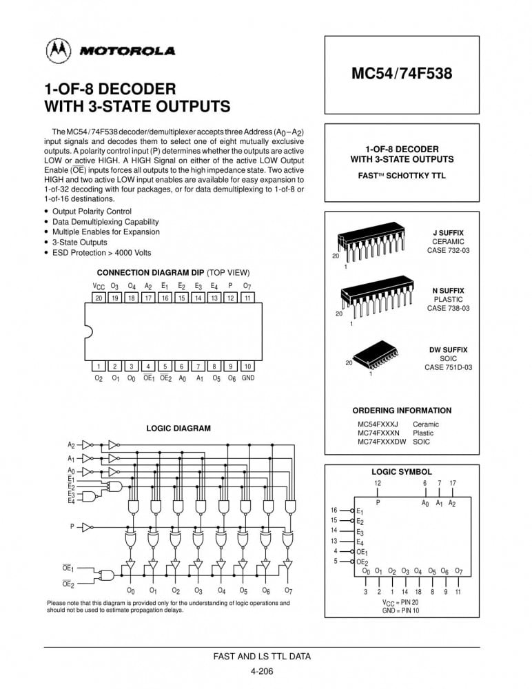 MC54F538J/B technical document page 1