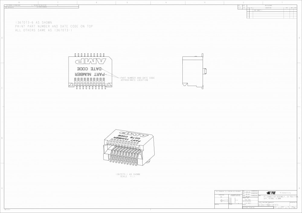 TE Connectivity 1367073-2 controlled drawing page 2