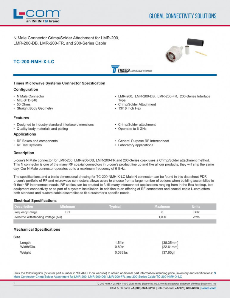 TC-200-NMH-X-LC datasheet page 1