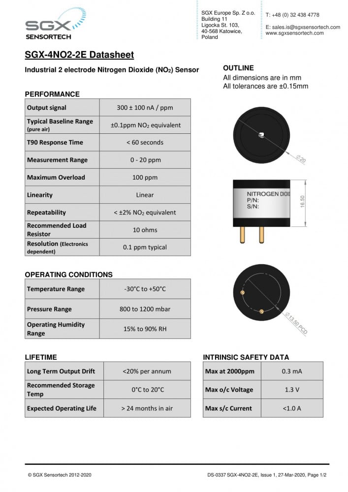 SGX-4NO2-2E datasheet page 1