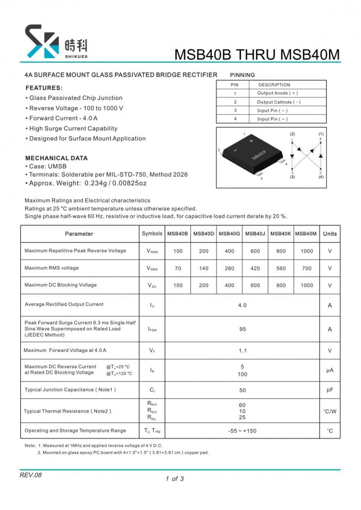 MSB40B datasheet page 1