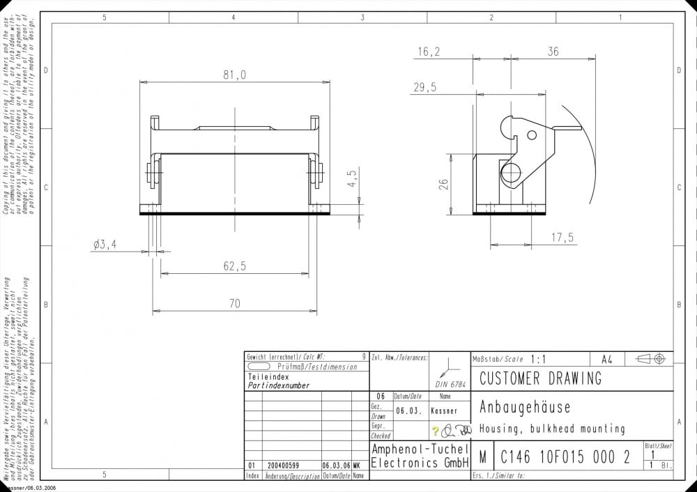 Amphenol C14610F0150002 customer drawing