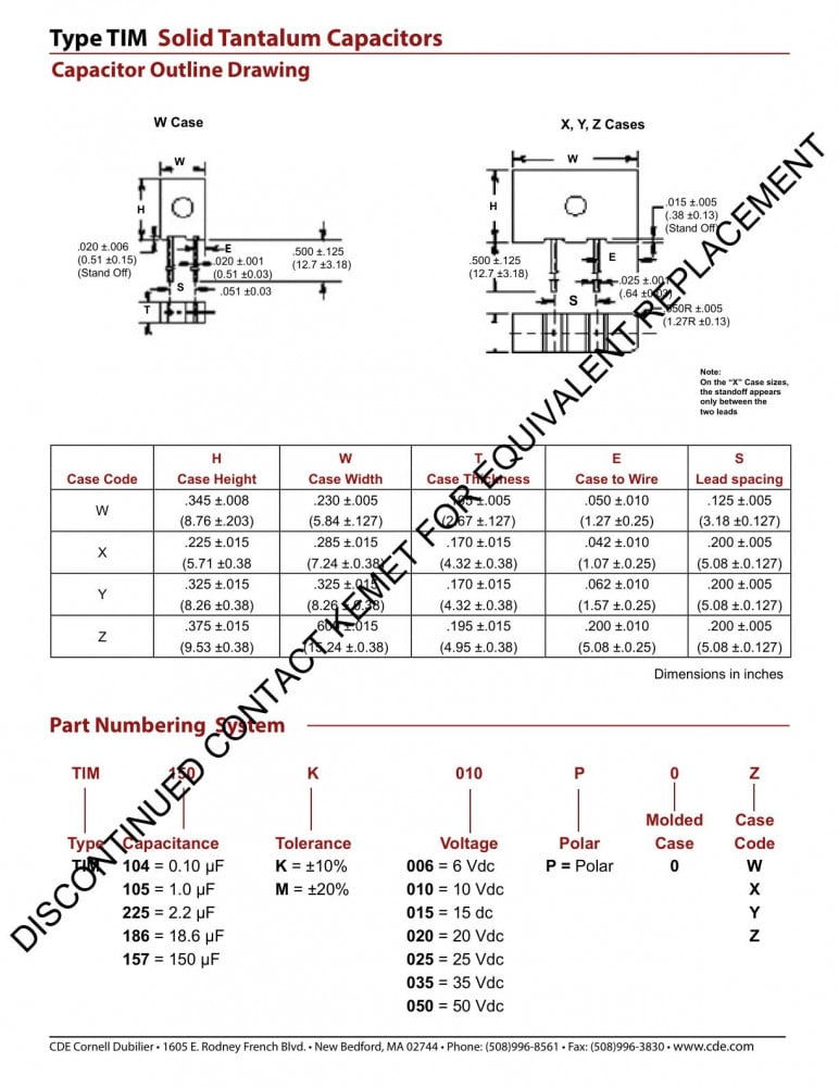 CDE Type TIM datasheet page 2