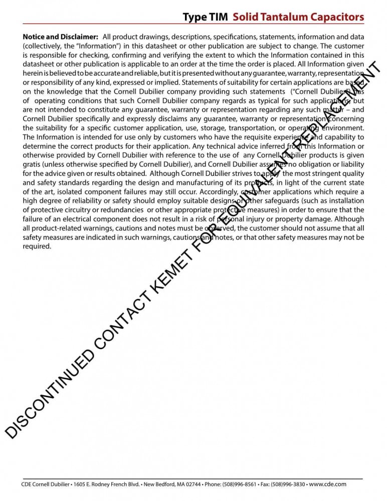 CDE Type TIM datasheet page 5