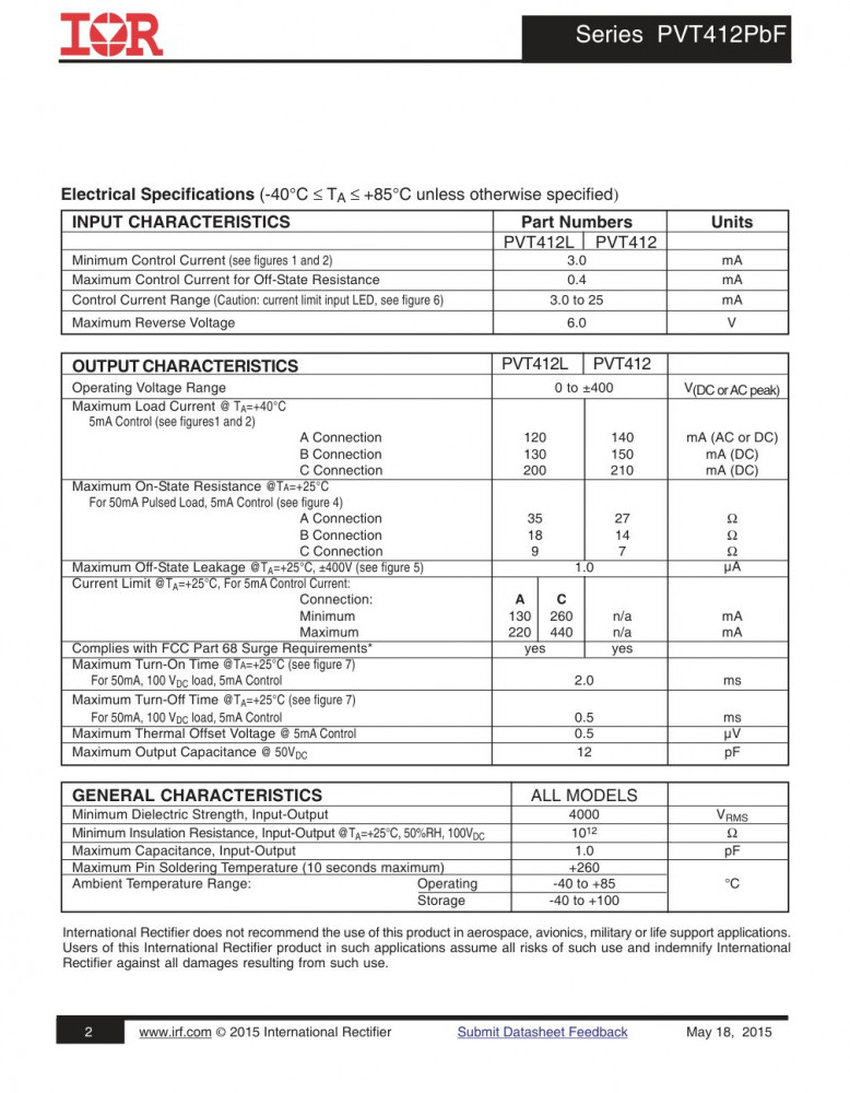 PVT412LPBF datasheet page 2