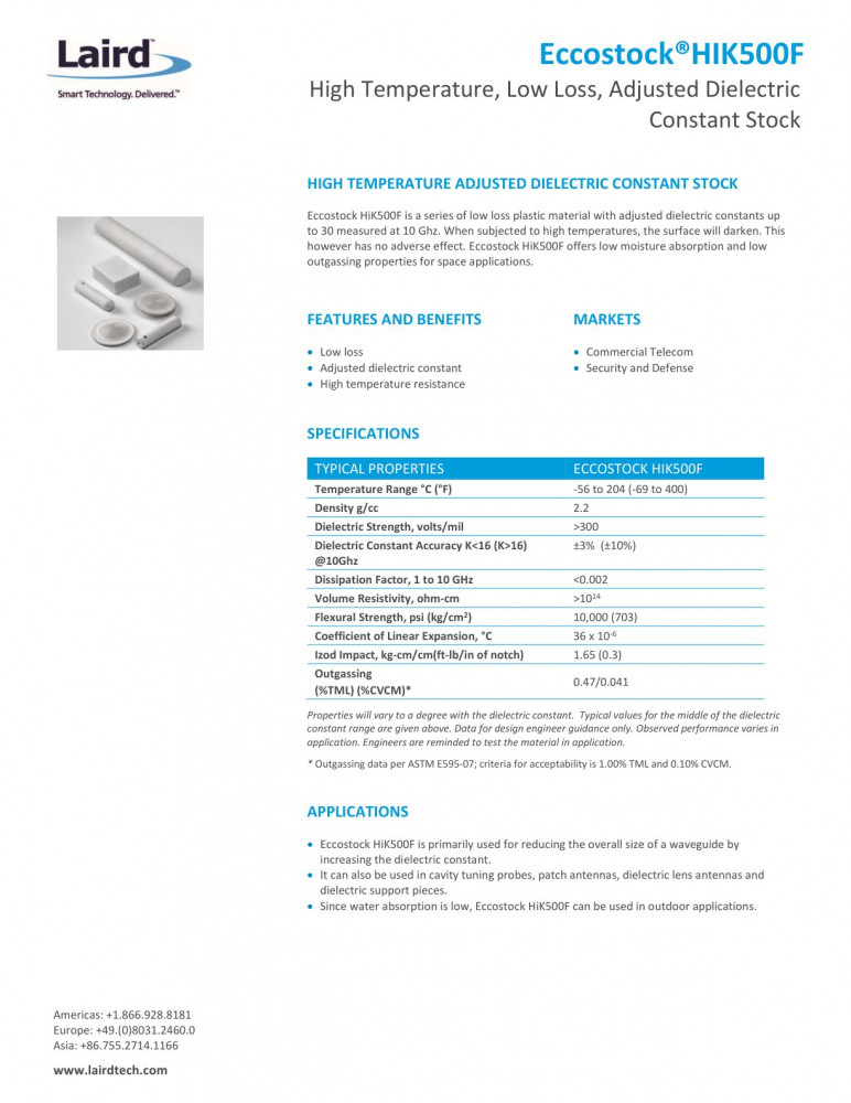 Laird ECCOSTOCK HiK500F technical document page 1
