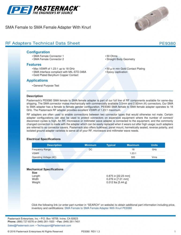 PE9380 technical document page 1