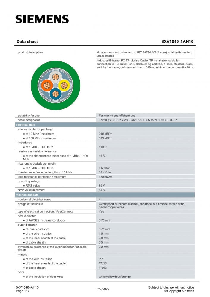 6XV18404AH10 datasheet page 1