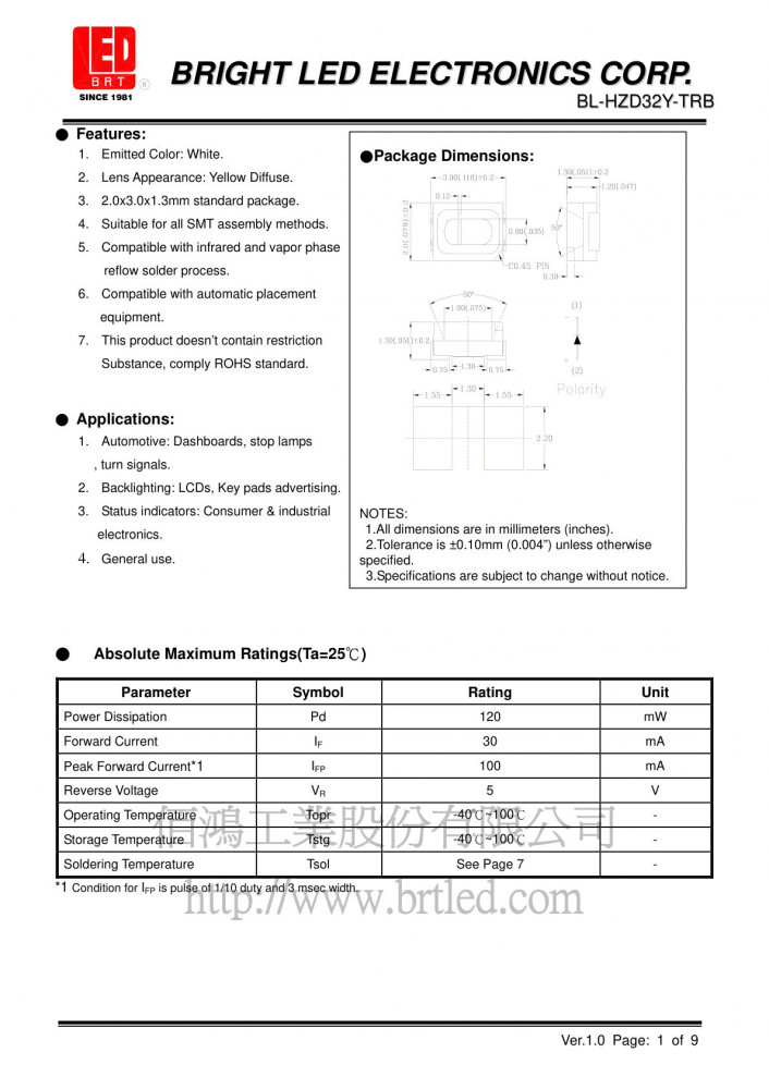 BL-HZD32Y-TRB datasheet page 1