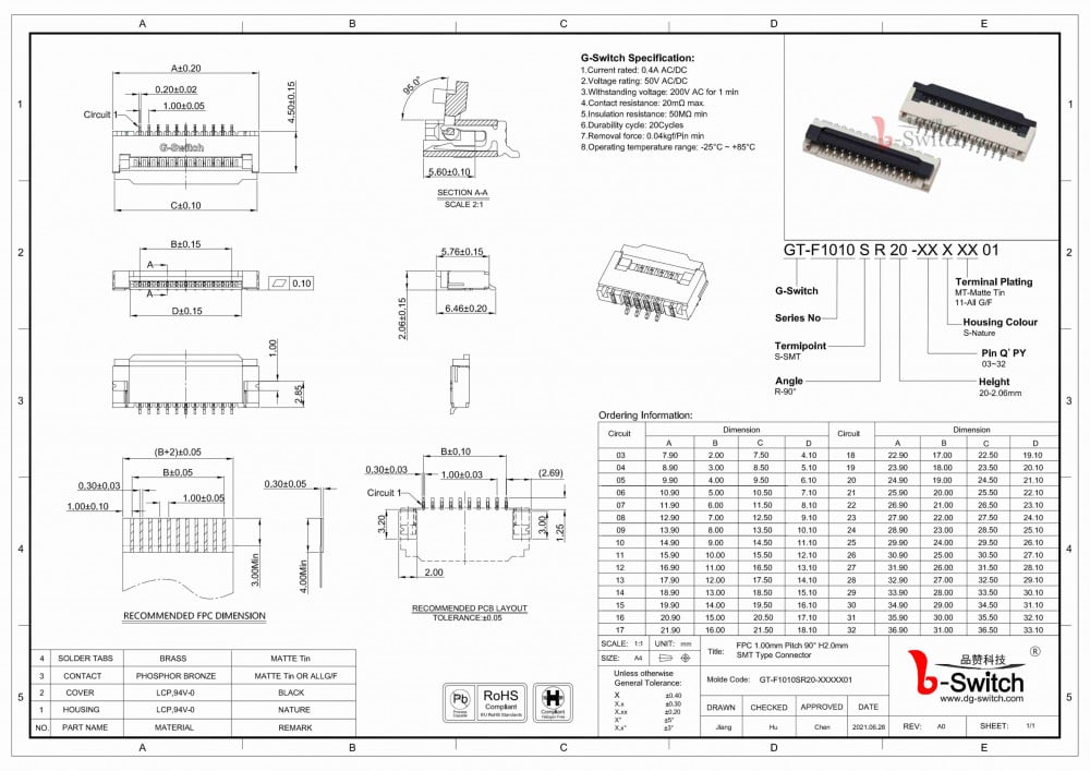 GT-F1010SR20-26SMT01 product drawing