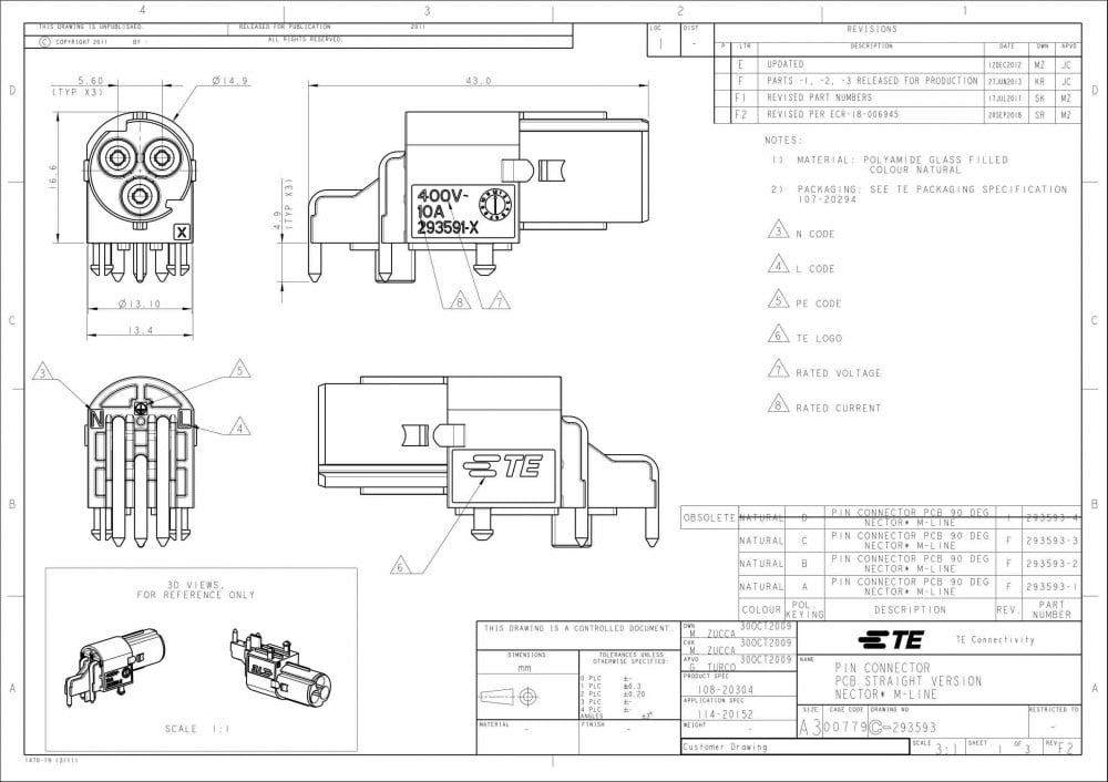 TE Connectivity 293593-1 drawing page 1