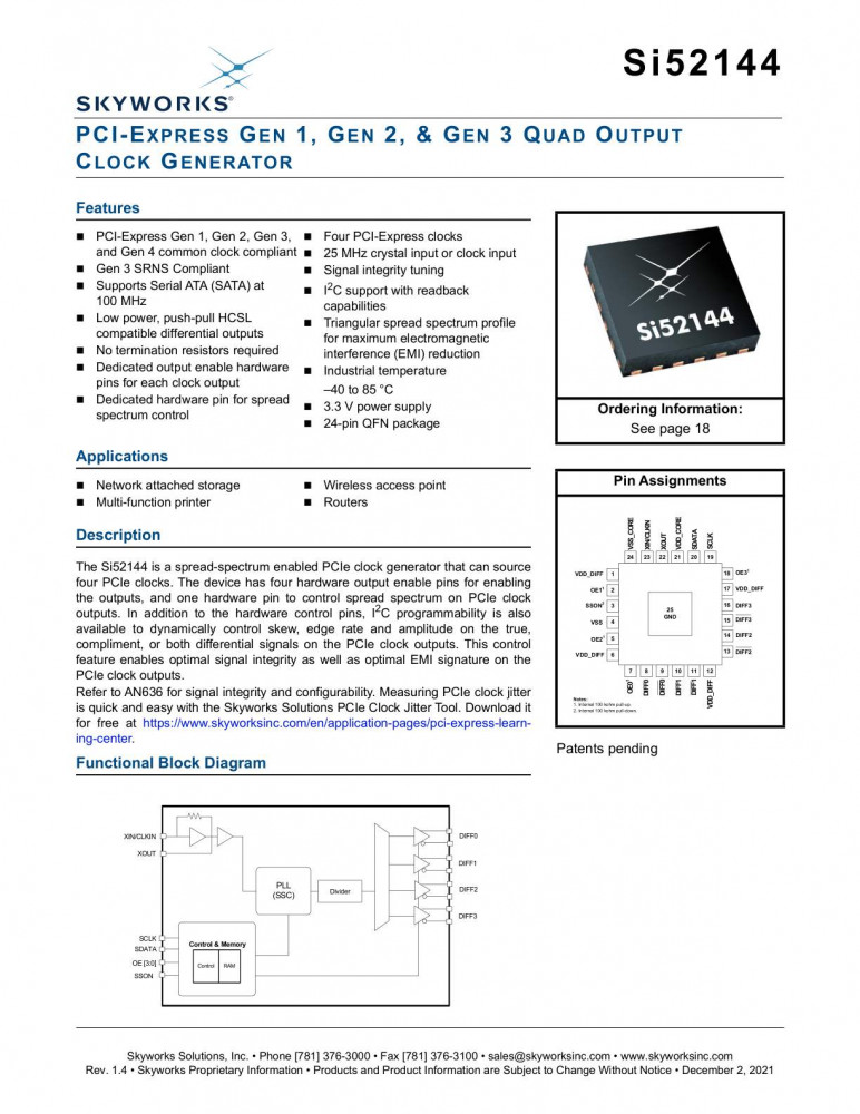 SI52144 technical document page 1