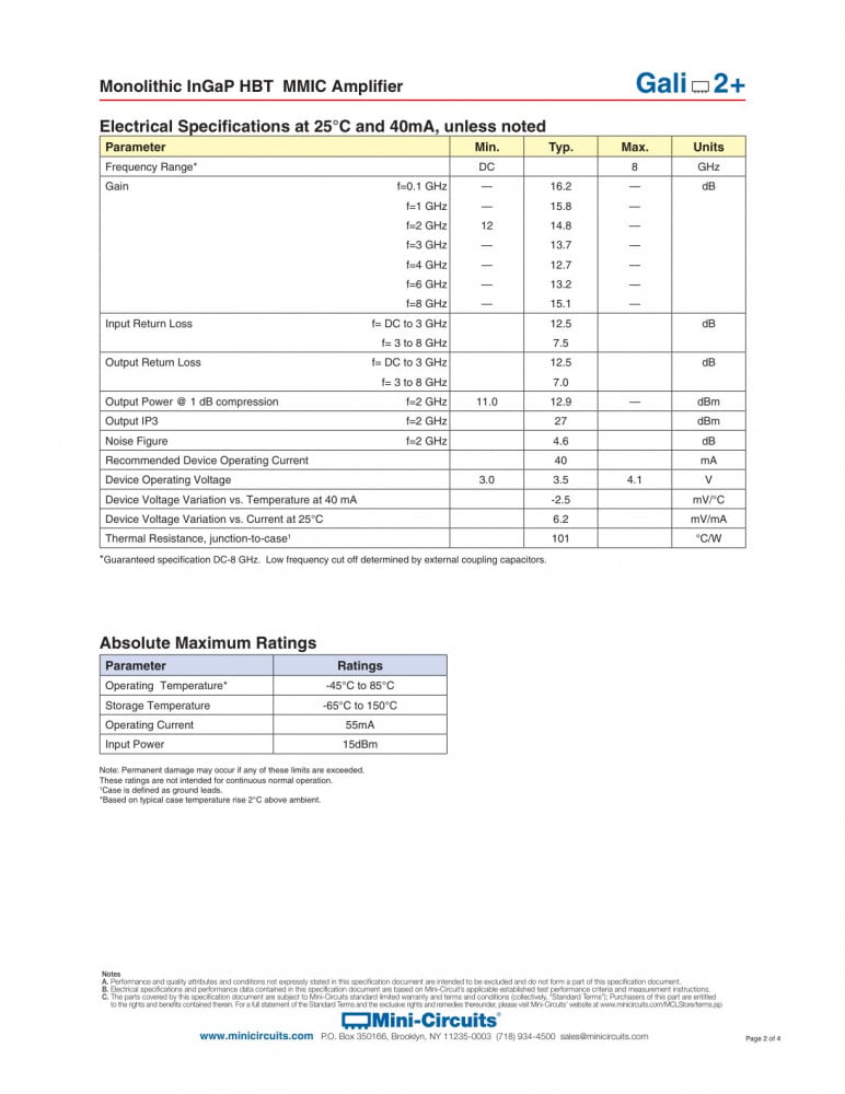 GALI-2+ datasheet page 2