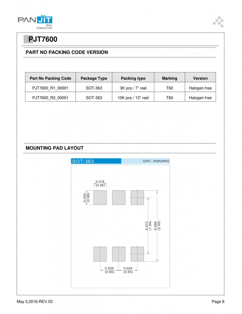 PJT7600 datasheet page 8